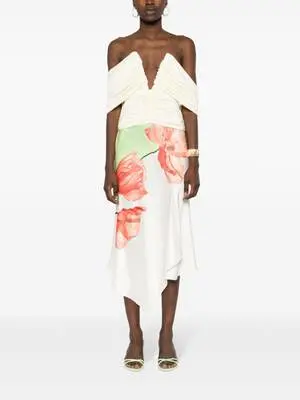 Alice + Olivia Floral-print Satin Skirt