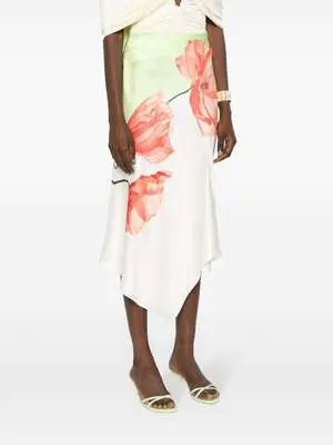 Alice + Olivia Floral-print Satin Skirt