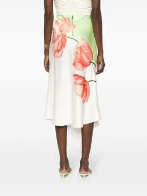 Alice + Olivia Floral-print Satin Skirt