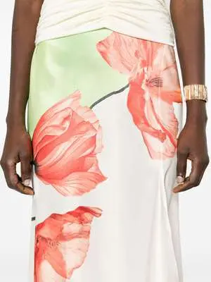Alice + Olivia Floral-print Satin Skirt