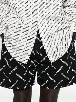 Balenciaga Logo-Print Thigh-Length Shorts In Black - 69% Off
