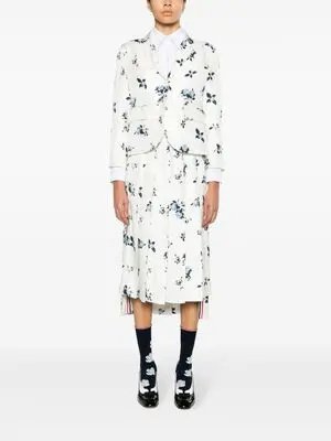 Thom Browne Floral-print Silk Blazer - White