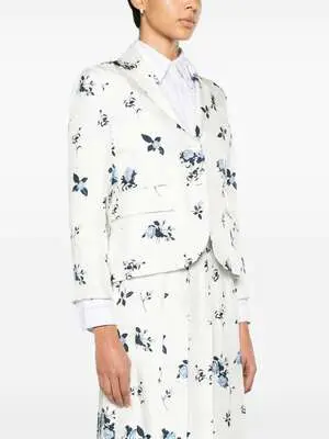 Thom Browne Floral-print Silk Blazer - White