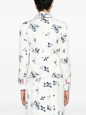 Thom Browne Floral-print Silk Blazer - White