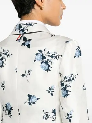 Thom Browne Floral-print Silk Blazer - White