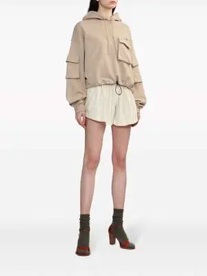 MSGM Pleated Cotton Thigh-length Shorts