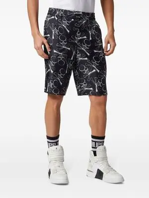 Philipp Plein Skull-print Silk Shorts