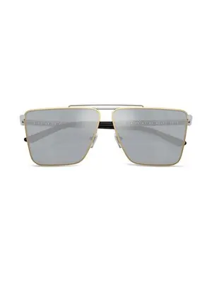 Versace Tubular Greca Square-frame Sunglasses