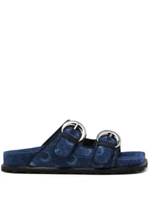 MARINE SERRE Denim Moon-print Sandals - Blue
