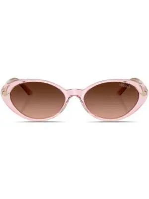Versace Greca-plaque Oval-frame Sunglasses - Pink