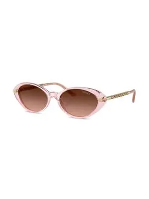 Versace Greca-plaque Oval-frame Sunglasses - Pink
