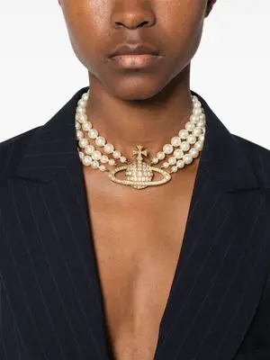 VIVIENNE WESTWOOD Bas Relief Three-row Choker Necklace - Neutrals