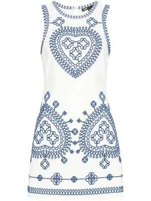 Maje Clover-embroidered Cotton Minidress - White