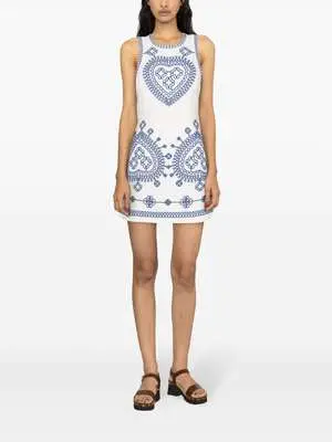 Maje Clover-embroidered Cotton Mini Dress