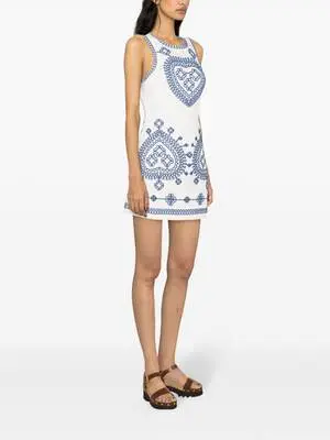 Maje Clover-embroidered Cotton Mini Dress