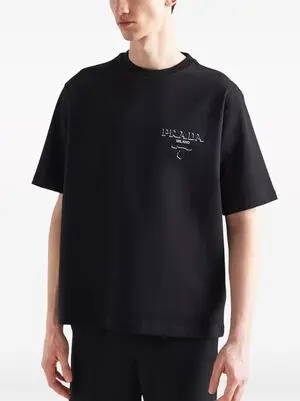 Prada Logo-Print Cotton T-Shirt - Black | Editorialist