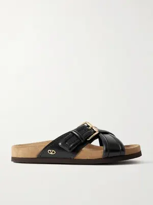 Valentino Garavani Fussfriend Buckled Leather Slides - Black