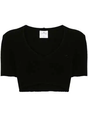 COURREGES Ribbed-knit Cropped T-shirt