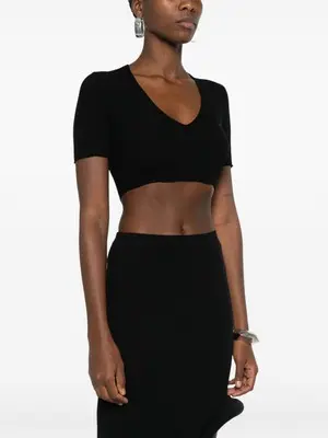 COURREGES Ribbed-knit Cropped T-shirt