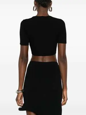 COURREGES Ribbed-knit Cropped T-shirt
