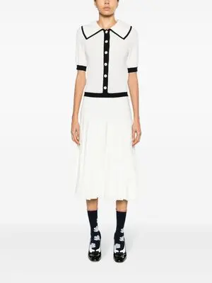 Thom Browne Pointelle-knit Pleated Midi Dress