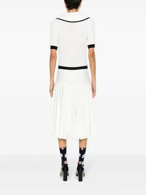 Thom Browne Pointelle-knit Pleated Midi Dress