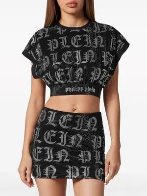 Philipp Plein Crystal-embellished Cropped Top