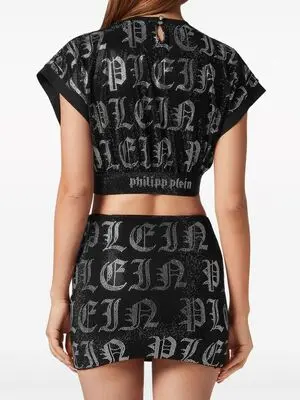 Philipp Plein Crystal-embellished Cropped Top