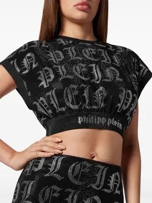 Philipp Plein Crystal-embellished Cropped Top