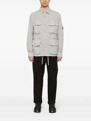 C.P. COMPANY Garment Dyed Lens Detail Cargo Shirt Jacket - Grey