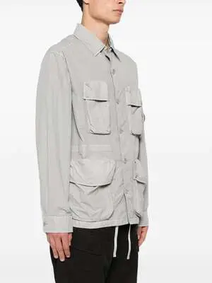 C.P. COMPANY Garment Dyed Lens Detail Cargo Shirt Jacket - Grey