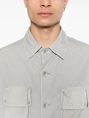 C.P. COMPANY Garment Dyed Lens Detail Cargo Shirt Jacket - Grey