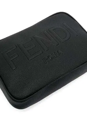 Fendi Embossed-logo Shoulder Bag - Black