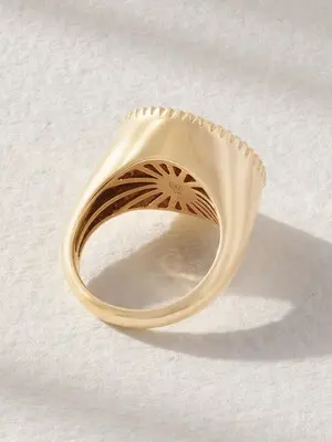 SYDNEY EVAN Small Luck Coin 14-karat Diamond Signet Ring