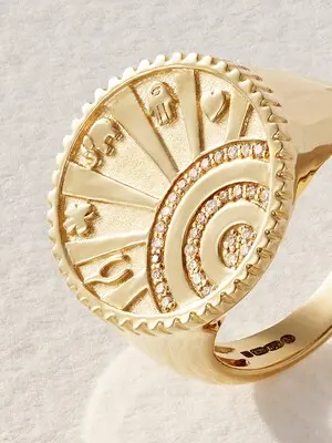 SYDNEY EVAN Small Luck Coin 14-karat Diamond Signet Ring