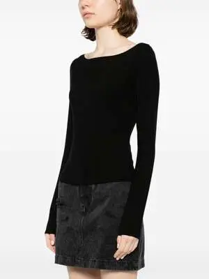 REFORMATION Wiley Boat-neck Top - Black