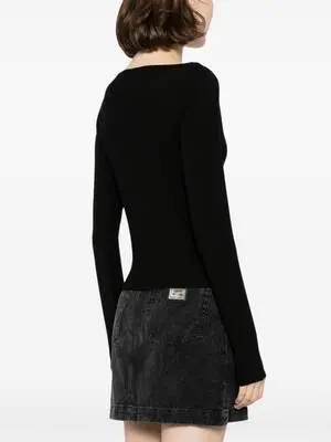 REFORMATION Wiley Boat-neck Top - Black