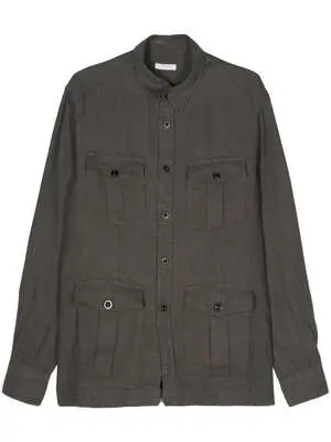 Boglioli Tonal Stitching Linen Shirt Jacket - Grey