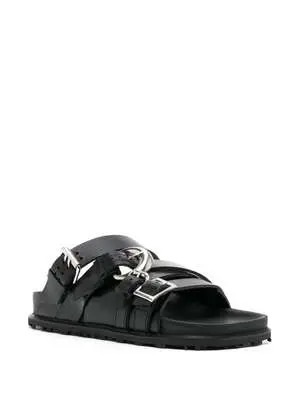 MARINE SERRE Buckled Leather Sandals - Black