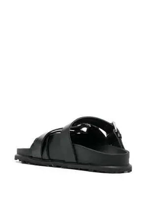 MARINE SERRE Buckled Leather Sandals - Black