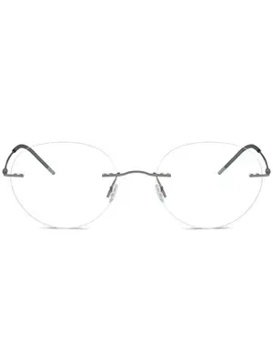 Giorgio Armani Giorgio Armani Rimless Round-Frame Eyeglasses Silver