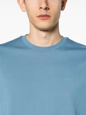 BOSS Raised-logo Cotton T-shirt - Blue