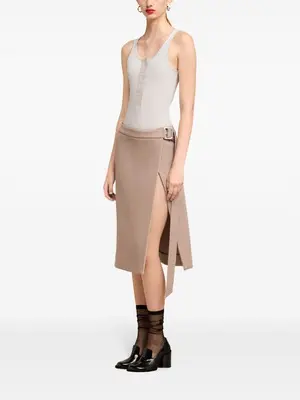 AMI Paris Button-front Ribbed Tank Top - Grey