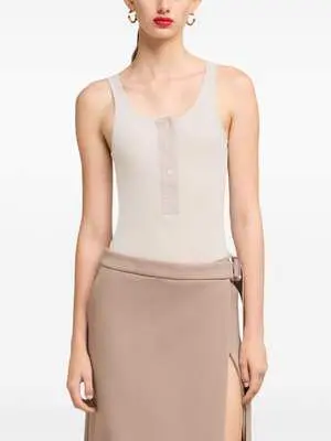 AMI Paris Button-front Ribbed Tank Top - Grey