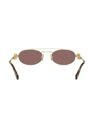 Miu Miu Logo-lettering Oval Sunglasses - Gold