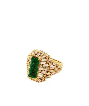 SUZANNE KALAN 18-karat Diamond And Emerald Ring - Gold
