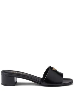 Prada Logo-appliqué Sandals - Black