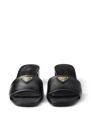 Prada Logo-appliqué Sandals - Black