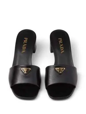 Prada Logo-appliqué Sandals - Black