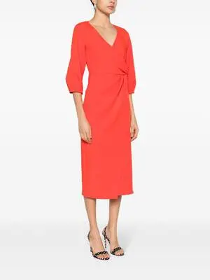 NISSA Gathered Wrap Midi Dress